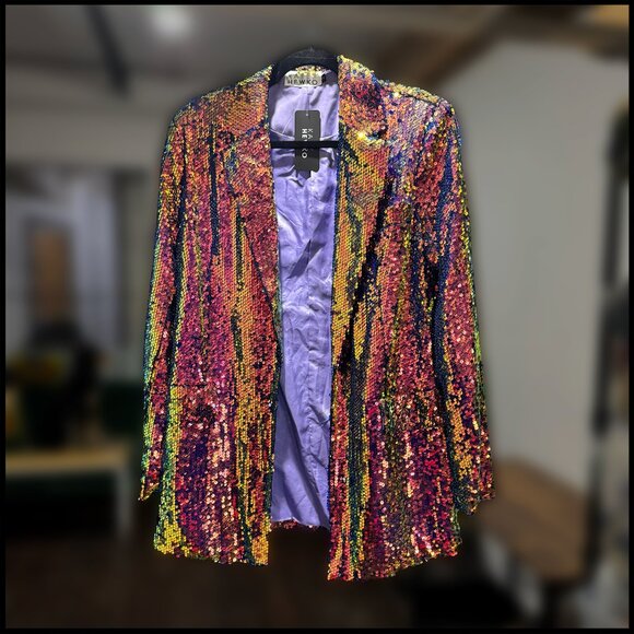 Kate Hewko | Jackets & Coats | Nwt Iridescent Sequin Oversized Blazer ...
